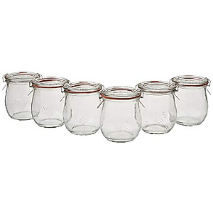 Mini Tulip Jelly Jar with Glass Lids 6 Rings and 12 Clamps, 6 Count (Pack of 1)