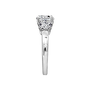Amazon Essentials Platinum-Plated Sterling Silver Round 3-Stone Ring made with Infinite Elements Cubic Zirconia (3 cttw), Size 8 (previously Amazon Collection)