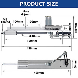 JQDML Reciprocating Cycle Linear Actuator DIY Motor 24V 100rpm High Torque 35lbs Stroke 30mm-150mm Adjustable with Remote Controller Big End Connector Speed Regulator(24v150mm100rpm)