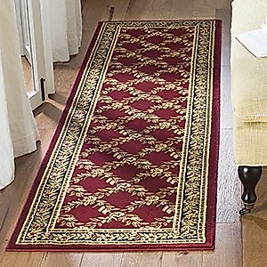 SAFAVIEH Lyndhurst Collection Runner Rug - 2'3" x 8', Red & Black, Traditional Floral Trellis Design, Non-Shedding & Easy Care, Ideal for High Traffic Areas in Living Room, Bedroom (LNH557-4090)