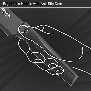 Knife Set, Brewin Kitchen Knife Set, Knives Set for Kitchen, Universal Knife Block, Utility Knife Block Set, Kitchen Essentials, New Home Essentials, Apartment Essentials, Dishwasher Safe, All Black