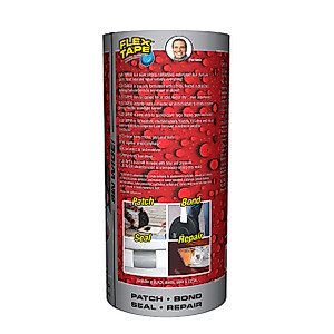 Flex Tape, 8 in x 5 ft, Gray, Original Thick Flexible Rubberized Waterproof Tape - Seal and Patch Leaks, Works Underwater, Indoor Outdoor Projects - Home RV Roof Plumbing and Pool Repairs