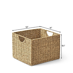 Artera Home 3-Piece Wicker Cube Storage Baskets, 13" x 11" x 9", Beige
