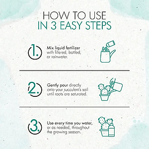 Organic Succulent & Cactus Plant Food - Gentle Liquid Fertilizer Nutrients for Aloe Vera and Other Common Indoor and Outdoor Succulents & Cacti (8 oz)