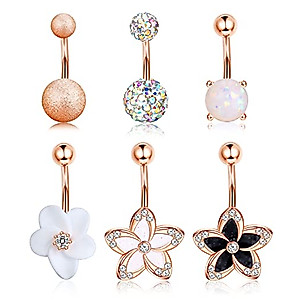 Dochais Belly Button Rings Belly Rings Surgical Stainless Steel Body Piercing Belly Button Ring Navel Rings for Women (Rose Gold)