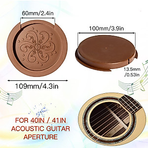 Cheerock Guitar Soundhole Cover 4 inch, Soft Rubber Sound Hole Cover to Reduce Feedback and Noise for Acoustic Guitar 40/41 Inch (Brown)