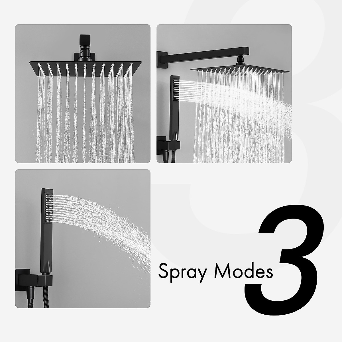 KES Shower Faucet Set, 10 Inches Rain Shower Head with Handheld Spray, Shower System Pressure Balance Wall Mounted (cUPC Certified Shower Valve Included), Matte Black, XB6230-BK