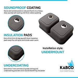 KABCO 32 Inch Swirl Finish Stainless Steel Classic Kitchen Sink, Sound and Heat Proof Double Equal Bowl Undermount Sink with Kitchen Sink Strainers, Removable Garbage Baskets and Sink Grids