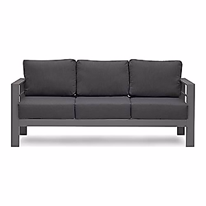 Solaste Outdoor Couch Aluminum Patio Furniture Sofa, 3-Seat All-Weather Metal Outdoor Patio Furniture with Cushions,Dark Grey
