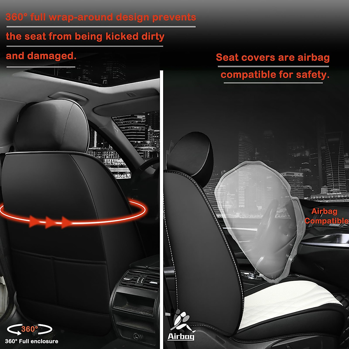 HHXT Car Seat Cover for Kia Sorento 2003-2025, Waterproof Soft Seat Covers with Airbag Compatible, Automotive Interior Accessories Seat Cushions and Seat Protectors(Black&Blue, 5 Seats)