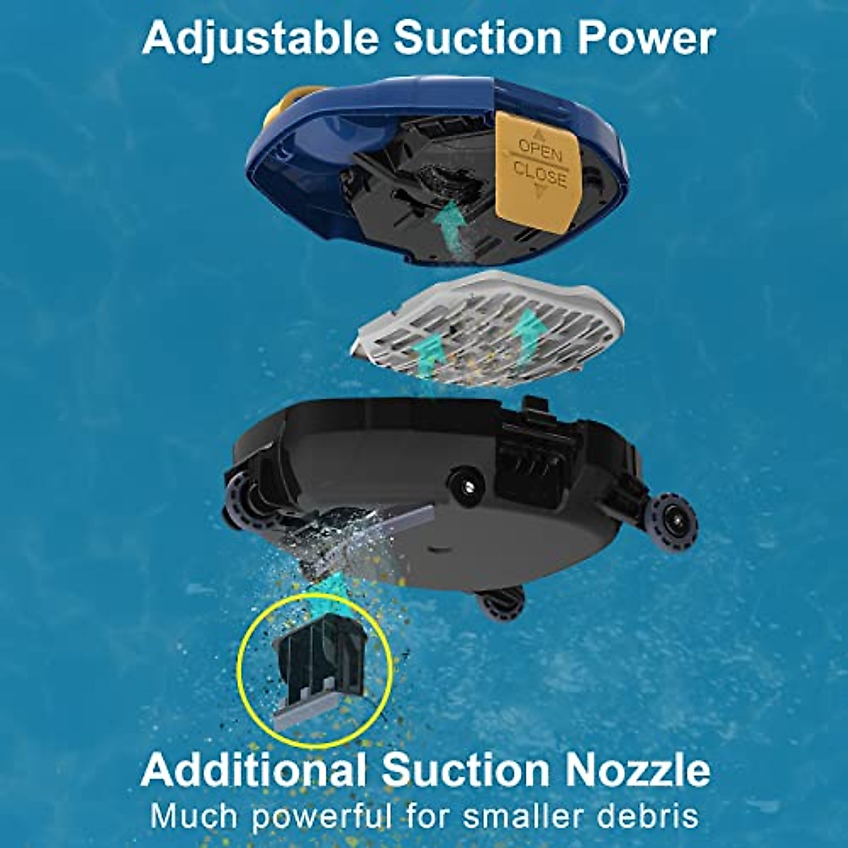 Cordless Robotic Pool Cleaner,Automatic Rechargeable Pool Robot Vacuum with Max 120 Mins Working Time,for Above/In-Ground Swimming Pools Up to 753 Sq Ft,Poolguard