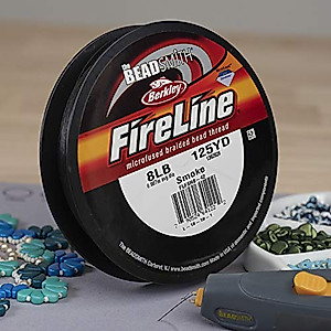 The Beadsmith Fireline by Berkley – Micro-fused Braided Thread – 8lb. Test, .007”/.17mm Diameter, 125 Yard Spool, Smoke Grey – Super Strong Stringing Material for Jewelry Making and Bead Weaving