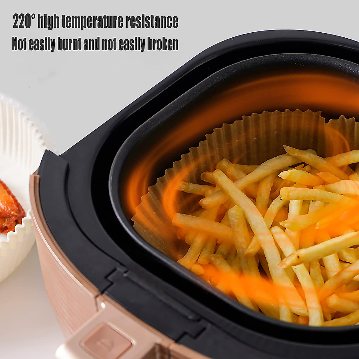 Air Fryer Disposable Paper Liner,Disposable Fryer Paper Pads, Non-Stick Air Fryer Lined Oil Resistant, Waterproof, Food Grade Baking Paper Baking Microwave Baking Paper 6.3" (50 Colors)