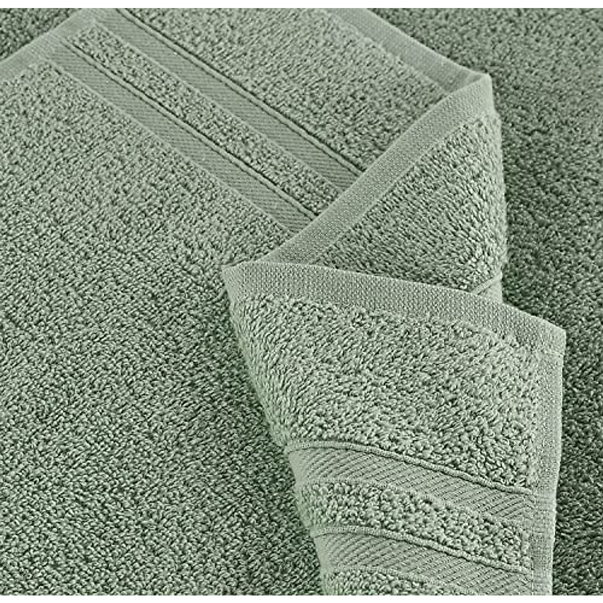 Hammam Linen Light Green Hand Towels 4-Pack - 16 x 30 Turkish Cotton Quality Soft and Absorbent Small Towels for Bathroom 600 GSM