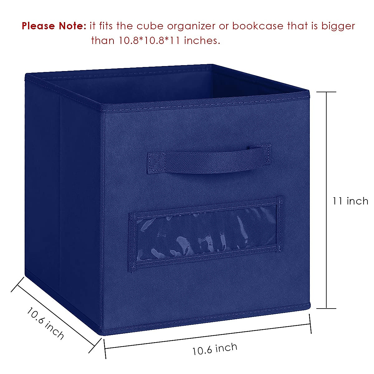 TomCare 8-Pack Storage Cubes Foldable Fabric Cube Storage Bins with 10 Label Window Cards Cloth Cube Organizer Bins Storage Baskets Containers for Shelves Closet Organizers Cubby Cube Storage (Navy)