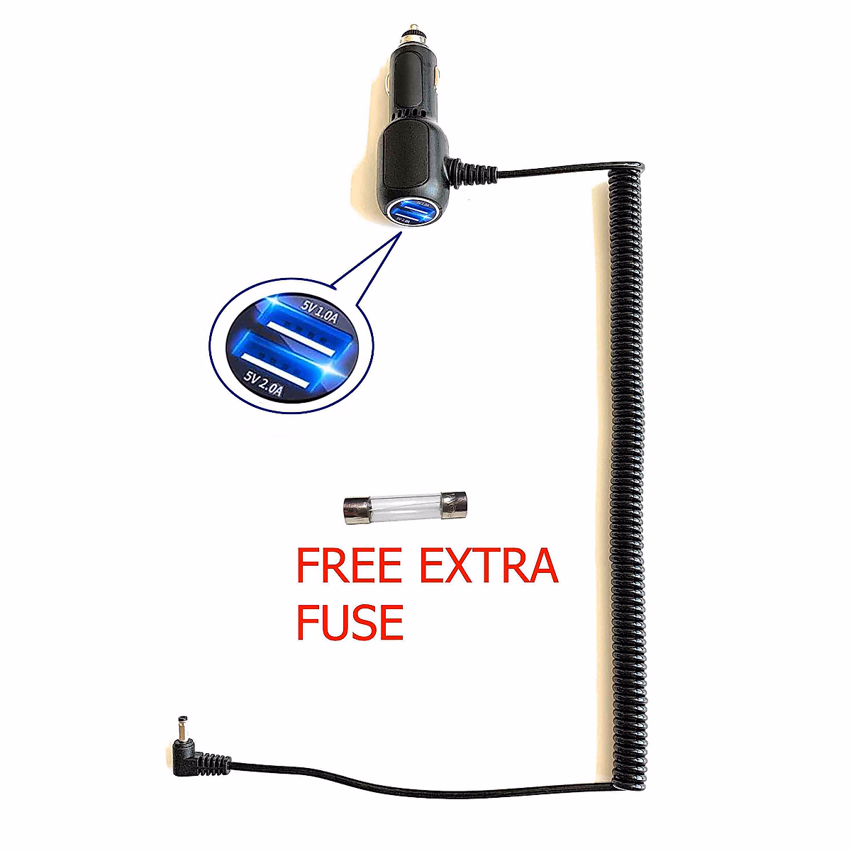 DCPOWER Coiled/Curled Power Cord Compatible Replacement for Cobra XRS-9742, XRS-9775, XRS-9780 Radar Detector