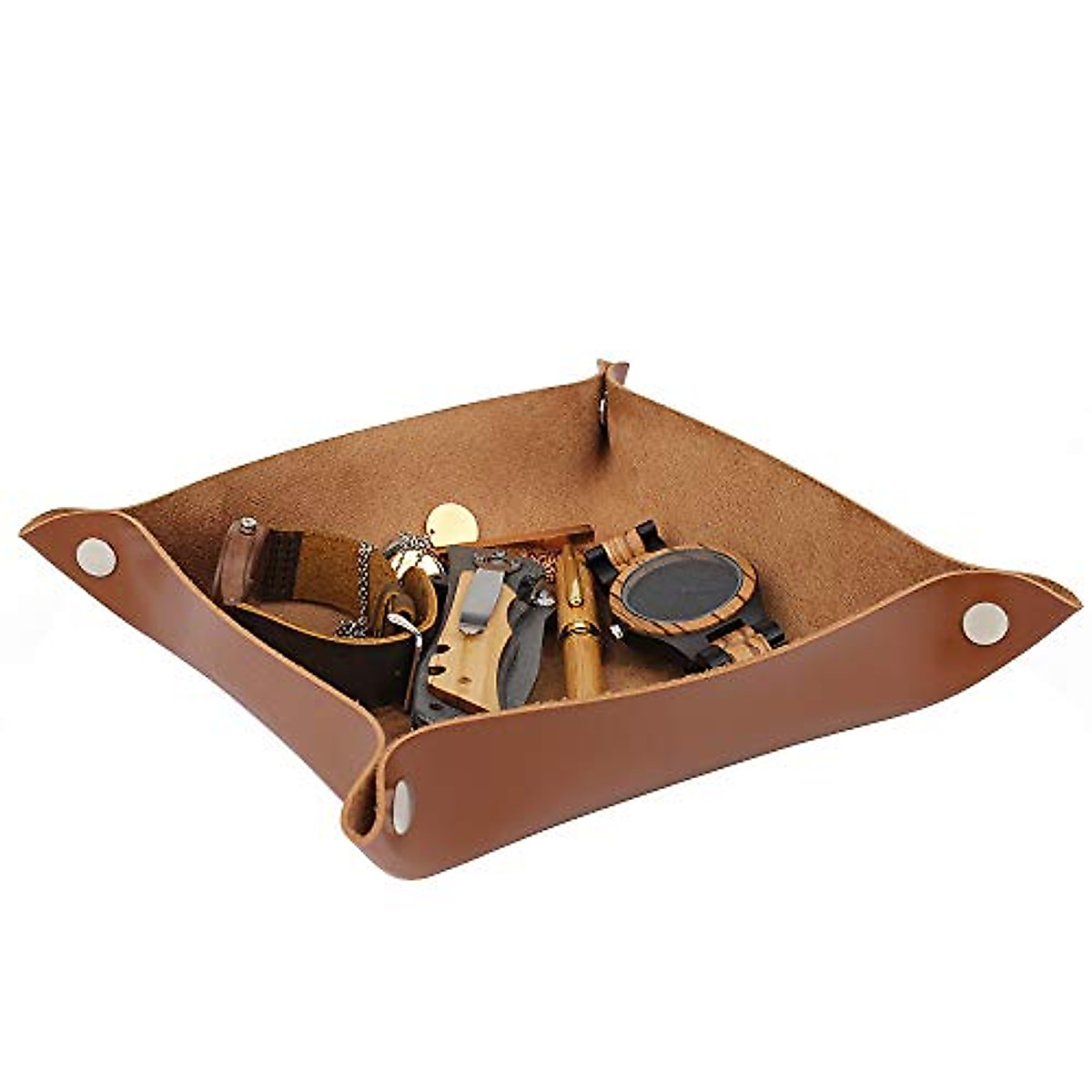 awofer Gifts for Husband&Wife, Custom Leather Valet Tray,Engraved Key Tray,Personalized Leather Catchall,Leather Desk Organizer, Gifts for Him,Her