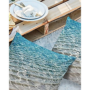 Vandarllin Outdoor Throw Pillows Covers 26X26 Set of 2 Waterproof Clear Sea Water Decorative Zippered Lumbar Cushion Covers for Patio Furniture, Blue Ocean Beach