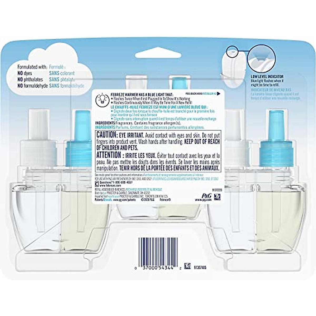 Febreze Odor-Fighting Fade Defy PLUG Air Freshener Refill, Linen & Sky, (3) .87 fl. oz. Oil Refills