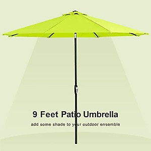 Tempera 9' Outdoor Market Patio Table Umbrella with Push Button Tilt and Crank,Large Sun Umbrella with Sturdy Pole&Fade resistant canopy,Easy to set,Apple Green