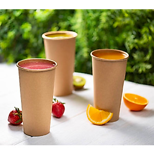 Comfy Package [20 oz. - 100 Pack] Kraft Paper Hot Coffee Cups- Unbleached