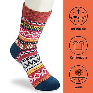 LQQBOX 10 Pairs Wool Socks for Women, Winter Warm Socks Thick Soft Socks Gifts for Women