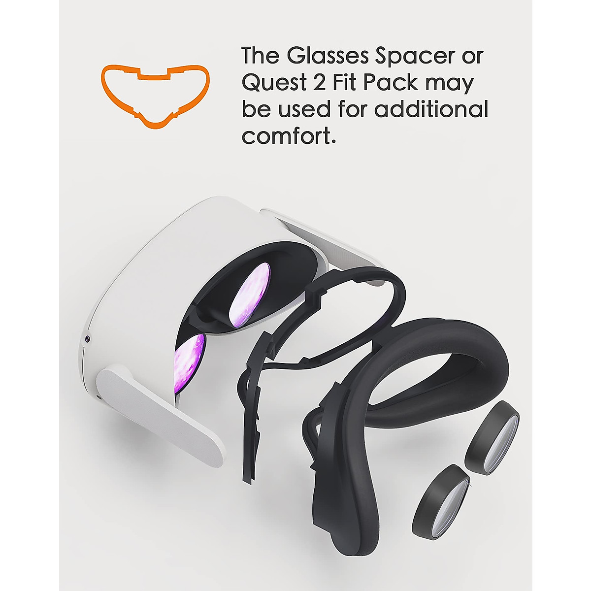 Amavasion Glasses Lenses Insert Compatible with Meta/Oculus Quest 2, VR Headset Customized Easy-to-Install Frame Plus Lens Combination SPH:-2.00(Two Lenses)