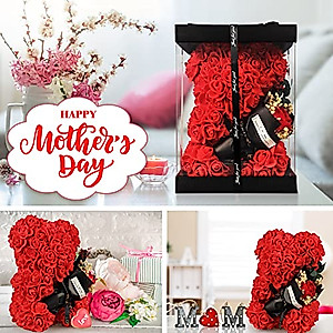 Rose Bear Gifts for Women Rose Flower Bear Teddy Bear with Box I Love You Necklace 100 Languages Gifts for Girlfriend Anniversary Birthday Gifts Valentines Day,Christmas Gifts for Mom Graduation Gifts