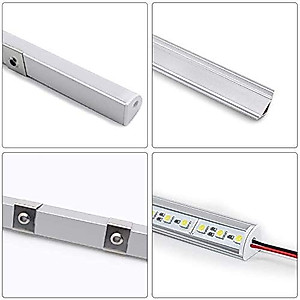Cabinet Lighting, 4pcs 12" V-Shape Bright LED Light Bars for Under Cabinet, Gun Safe, Locker, Closet, Under Counter, Shelf, Showcase - 1200lm 12W - Pure White (6000K)