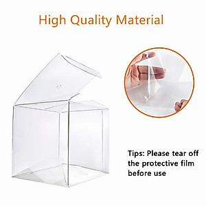 Bakbania 30 Pieces Candy Apple Boxes with Hole Top PET Clear Gift Boxes 4" x 4" x 4" Clear Favor Boxes for Caramel Apples,Ornaments, Treats, Party Favors