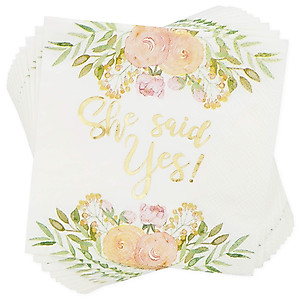 Sparkle and Bash Bridal Party Pack, Includes Paper Plates, Napkins, Cups, Cutlery, Banner, and Plastic Tablecloth (Serves 24, 146 Pieces)