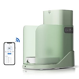 CATLINK Automatic Cat Feeder, 3.5L WiFi Smart Cat Dispenser with Ceramic Bowl for Dry Food/Freeze-Dried, Timed Cat Feeder, Portion Control, App Control with Health Report for One Cat (Young Green)