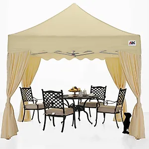 ABCCANOPY Patio Pop Up Canopy Tent with Curtain 10x10 Event-Series (Beige)
