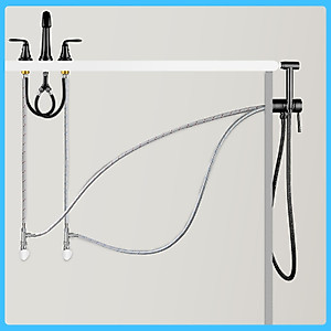 KWOCI Matte Black Handheld Bidet Sprayer for Toilet Warm Water Mounted on the Bathroom Vanity，Stainless Steel Hot and Cold Bidet Sprayer with Brass Mixing Valve for Feminine Hygiene、 Pet shower