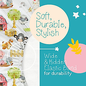 Honey Lemonade - Buttery Soft Rayon Baby Crib Sheets Girl and Boy - Infant Shower Gift - Standard Crib Sheets - Fitted & Breathable Crib Mattress Sheet - Toddler Sheet (Farm Animals)