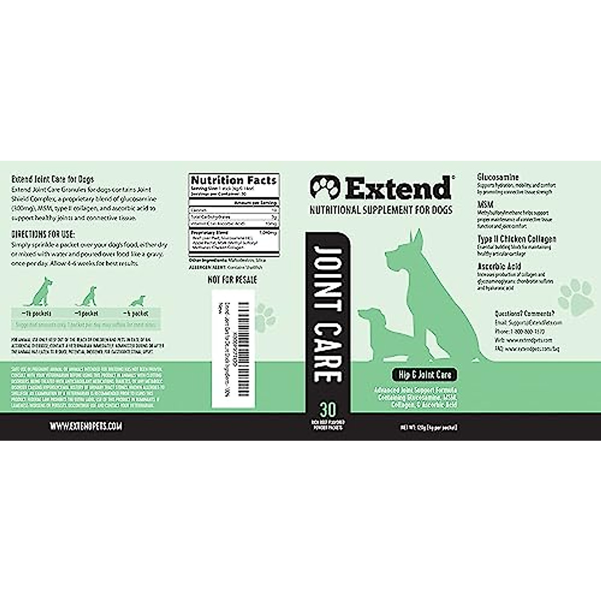 Extend Joint Care Natural Glucosamine with MSM for Dogs, 2 Box