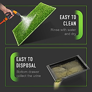 Hompet Dog Potty with Tray Large 30''x20'', 2 Artificial Grass Patch for Indoor and Outdoor Use, Puppy Turf Grass Pad Reusable Training Pads with Pee Baffle, Ideal for Dogs