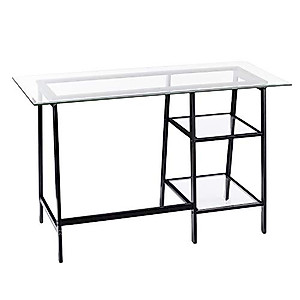 SEI FURNITURE Avery Metal & Glass A-Frame Writing Desk, Black.