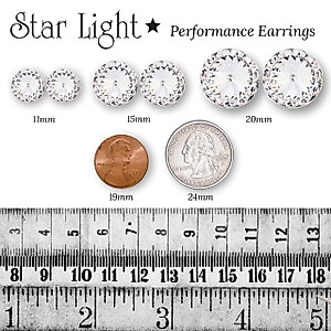 Star Light Crystal Jewelry | Crystal Clear and Crystal AB Rhinestone Clip On or Pierced Earrings for Dance, Pageant, Prom, Performance, Wedding 15mm Crystal Clear Clip On