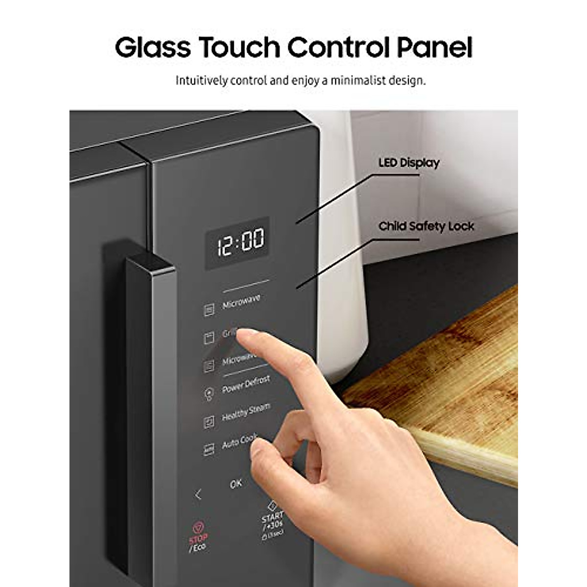 Samsung MG11T5018CC Countertop Oven with 1.1 Cu. Ft. Capacity Element Counter Top Grill Microwave, Charcoal