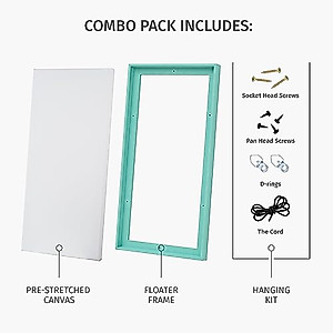 PIXY CANVAS Value Pack of 24x36 Stretched Canvas 3/4 (0.75) inch deep and Floater Frame for Your Paintings/Artwork/Wall Art/Wall Decor (Black, 24 x 36 inch, Landscape)