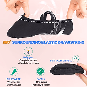 OLORA Women's Canvas Ballet Shoes Dance Slippers Split Sole Practice Shoes for Girls/Adults,Black,8 M US