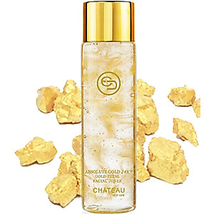 Absolute Gold 24K Gold Petal Facial Toner - 24K Shimmer Glow Fluid (Pack 2). 24 Karat Gold/Collagen/HYALURONIC Acid. for All Skin Types.