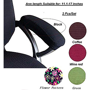 Isccdy Chair Arm Pad Covers Overs,Removable Washable Office Chair Armrest Covers Pads (#Black)