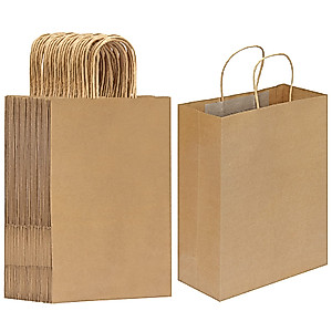 Moretoes 90pcs Kraft Paper Bags 10x5x13 Inches Brown Paper Gift Bags with Handles Bulk, Shopping Bags, Retail Bags for Small Business, Birthday Wedding Party Favor Bags, Merchandise Bags