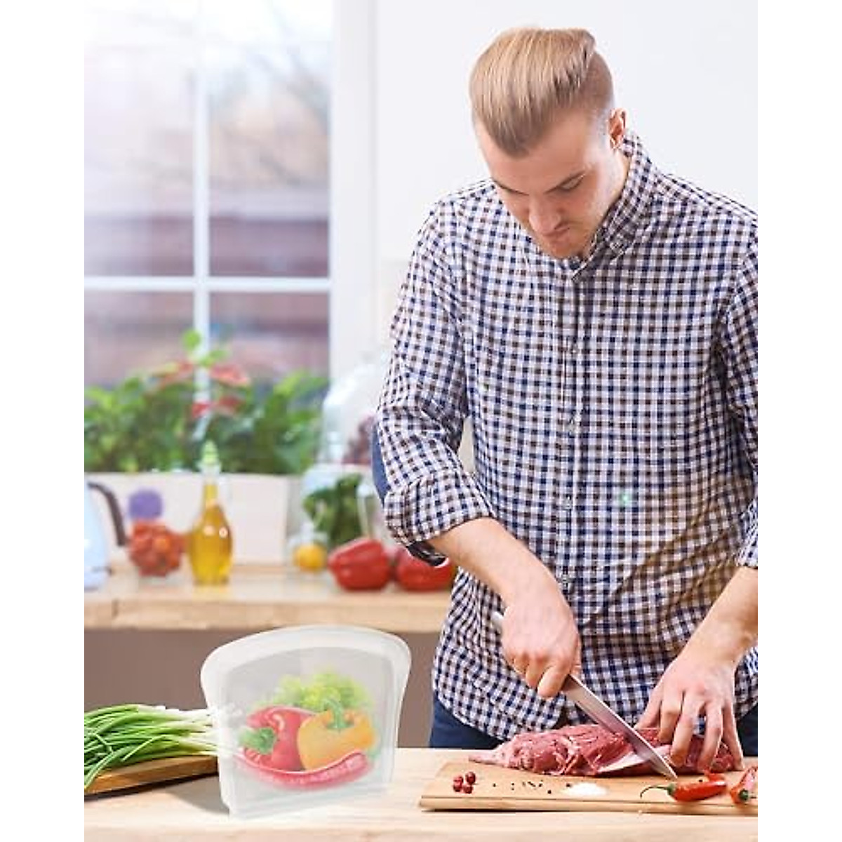 DGitaor Reusable Silicone Storage Bags, 4Pack Silicone Snack Sandwich Half Gallon Bags, Endurables Silicone Ziplock Bags for Food Storage, Freezer, Microwave, Oven, Dishwasher Safe