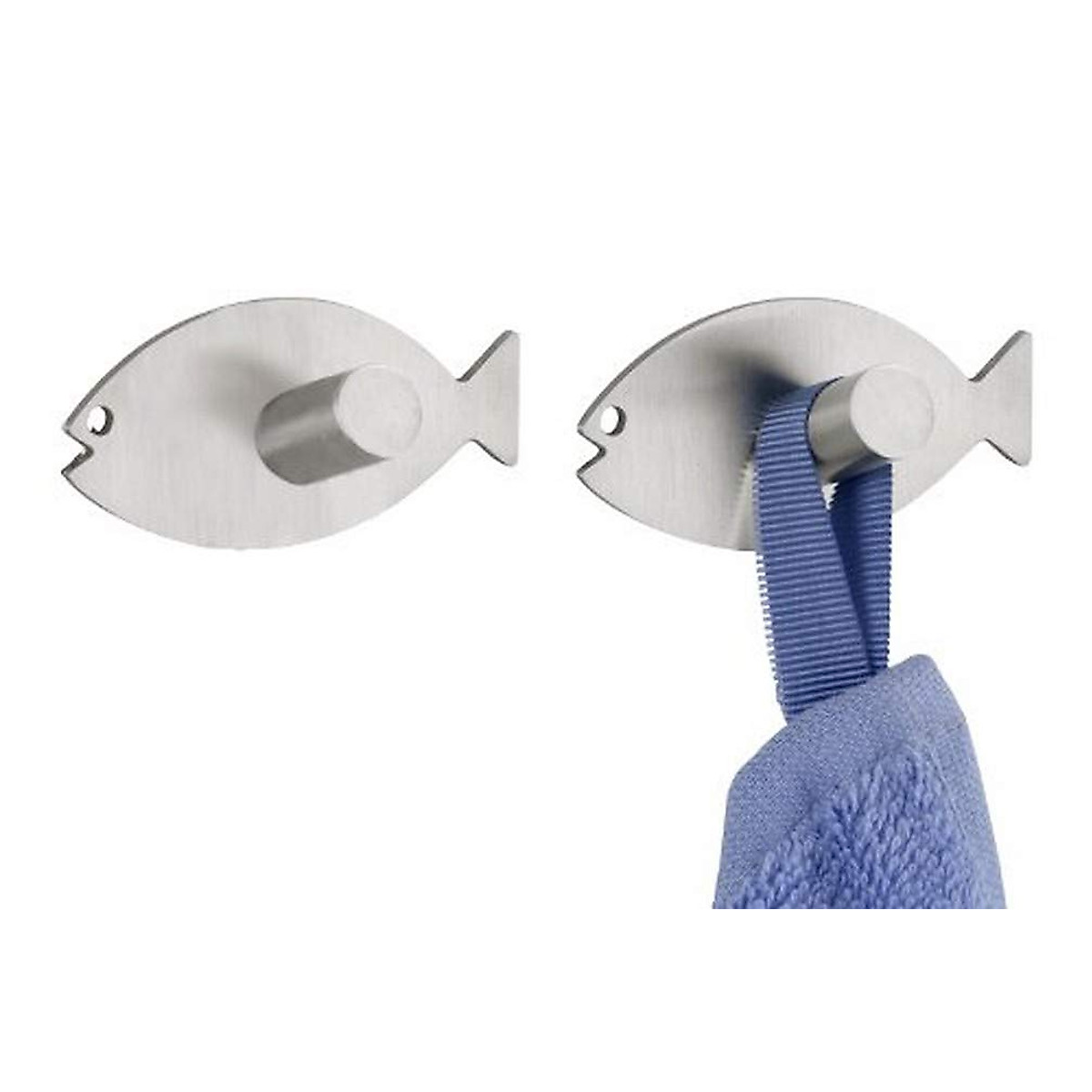 WENKO Wall Hook pic Fish, 2 pcs Stainless Steel