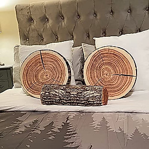 HYSEAS Decorative Round Throw Pillow, 3D Digital Print Comfortable Kids Funny Cute Wood Log Pillow Circle Seating Floor Cushion for Home, Couch, Sofa, Bedroom, Living Room Decor, Stump
