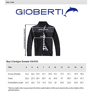 Gioberti Boy's Knitted Full Zip Cardigan Sweater with Soft Brushed Flannel Lining, Melange Charcoal, Size 12