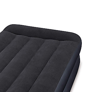 Intex Dura-Beam Fiber-Tech Elevated Inflatable Built-In Pillow Rest Raised Airbed Mattress with Internal Electric Pump and Carry Bag, Twin